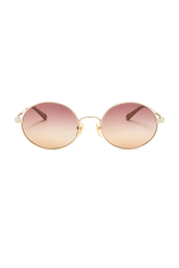 Chloé Aly Petit Round Frame Sunglasses - Gold & Brown
