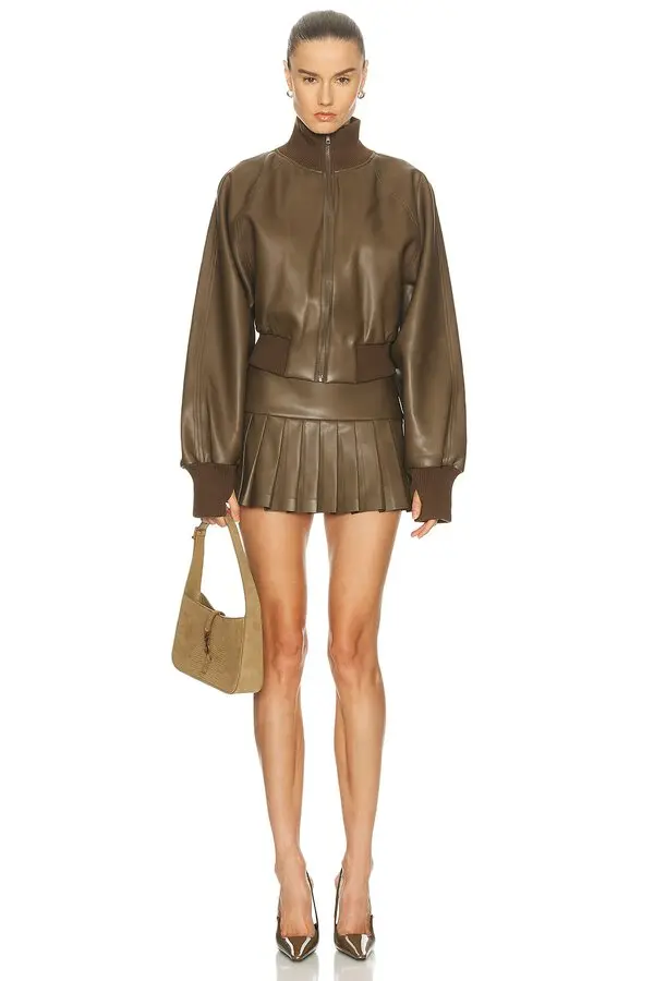 Norma Kamali Oversized Turtleneck Bomber Jacket - Bark