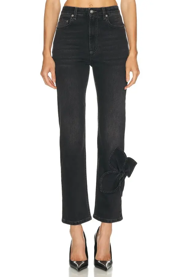 AREA Bow Straight Leg Jeans
