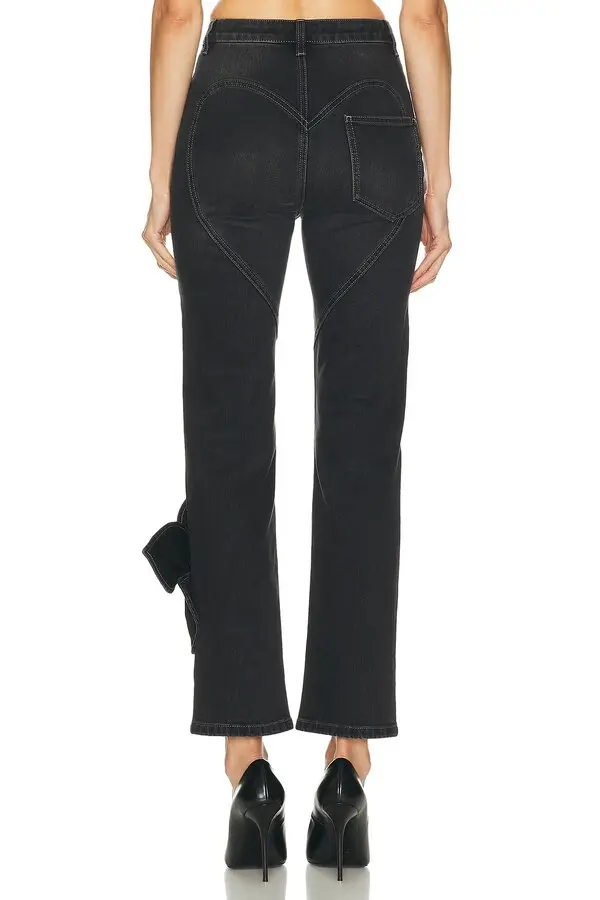 AREA Bow Straight Leg Jeans