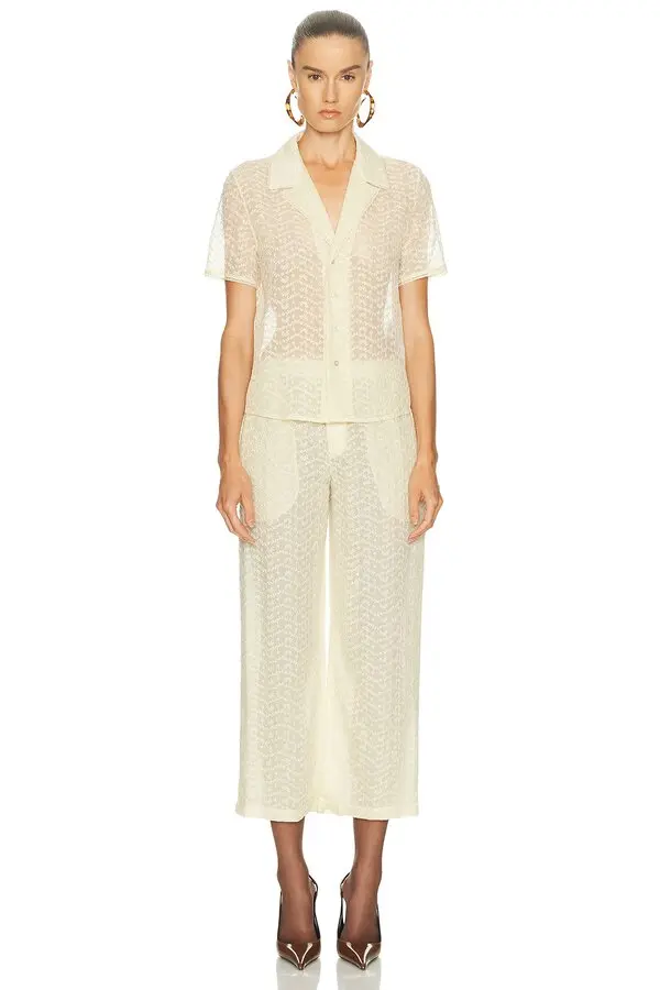 Saint Laurent Short Sleeve Jumpsuit - Jaune Pale