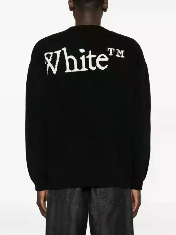 off-white ニット Off-White intarsia-knit Logo Jumper | Black | FARFETCH