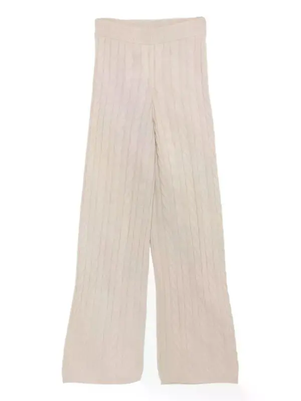 Soft Goat Cable Knit Wide Leg Pants - Neutrals