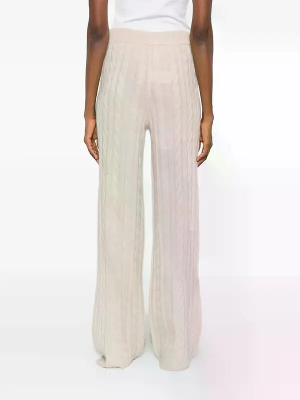 Soft Goat Cable Knit Wide Leg Pants - Neutrals