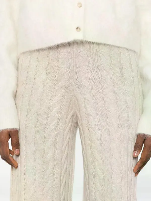 Soft Goat Cable Knit Wide Leg Pants - Neutrals