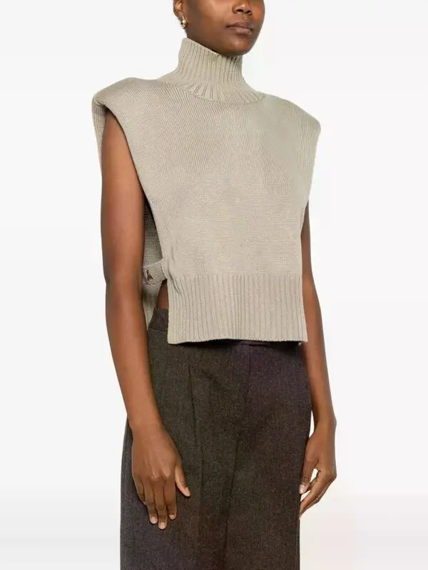 Patrizia Pepe Ribbed High Collar Vest