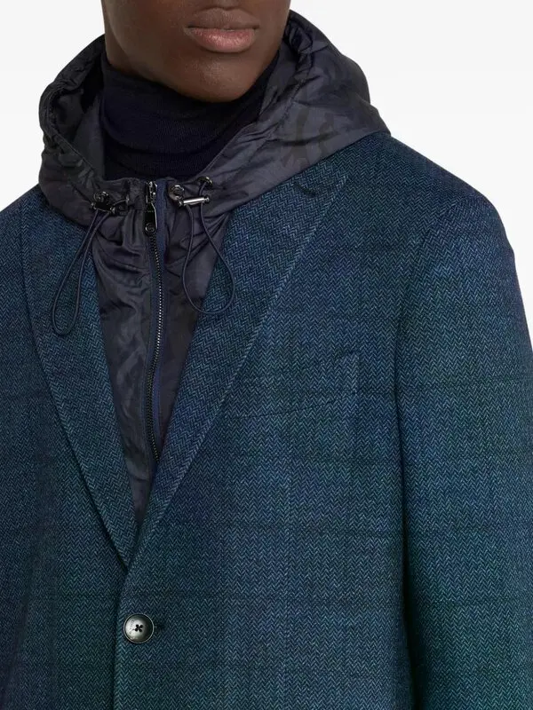 Etro Herringbone Jacket With Removable Hood