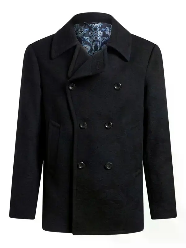 Etro Jacquard Double-breasted Pea Coat - Blue