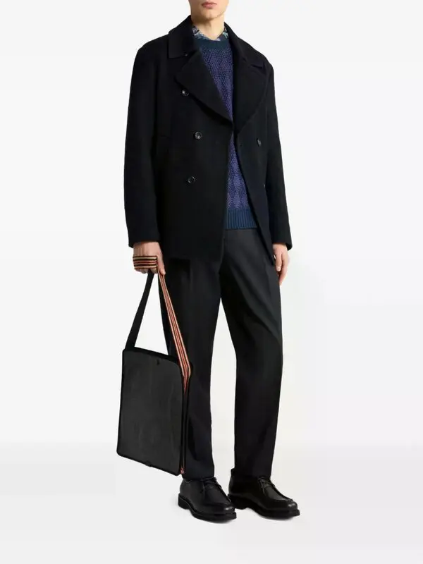 Etro Jacquard Double-breasted Pea Coat - Blue