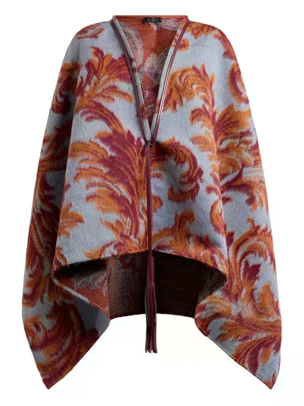 Etro Leaf-jacquard Tassel Cape