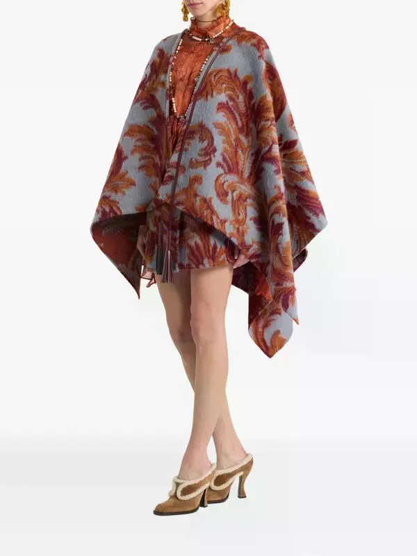 Etro Leaf-jacquard Tassel Cape