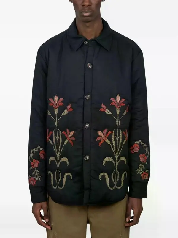 BAZISZT Floral-embroidered Padded Jacket