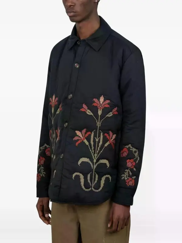 BAZISZT Floral-embroidered Padded Jacket