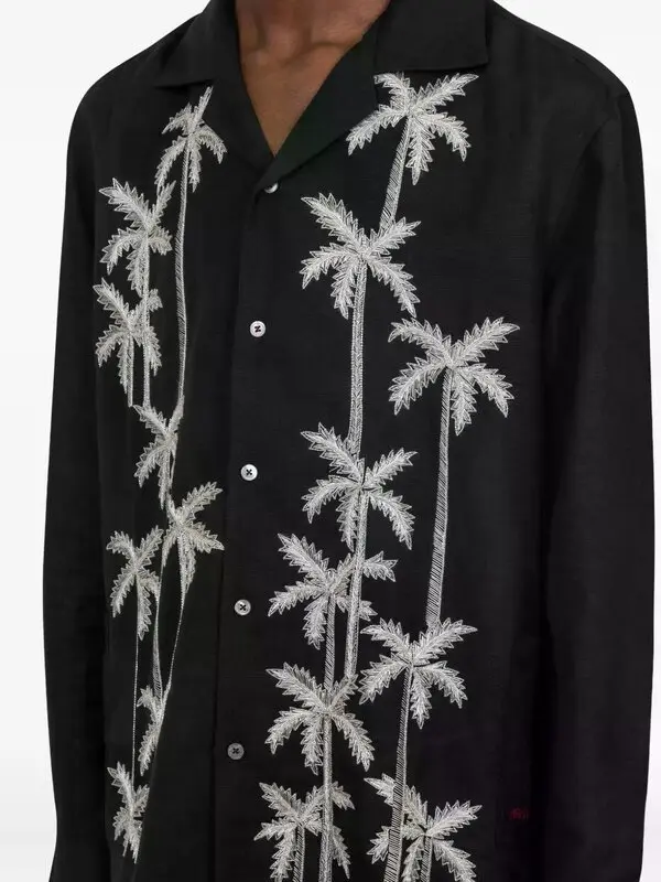 BAZISZT Palm-tree Embroidered Shirt