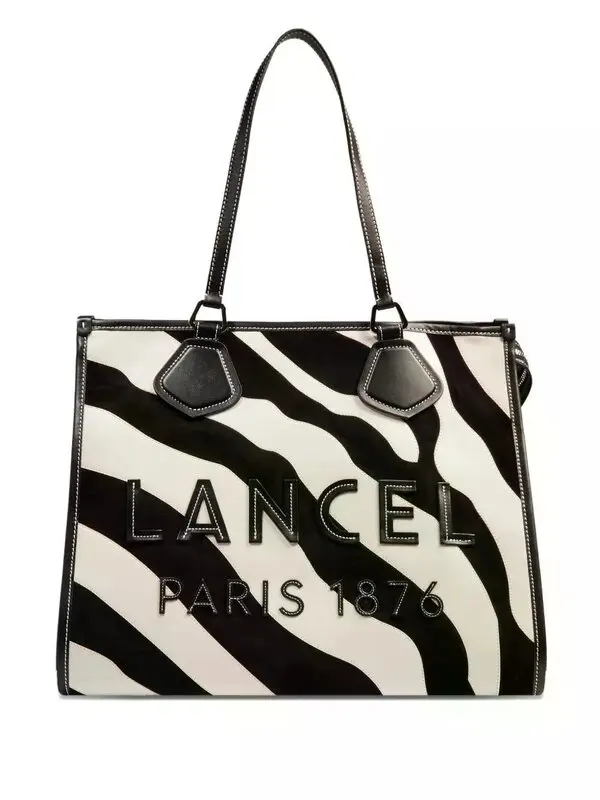 LANCEL Zebra-print Suede Tote Bag - Black