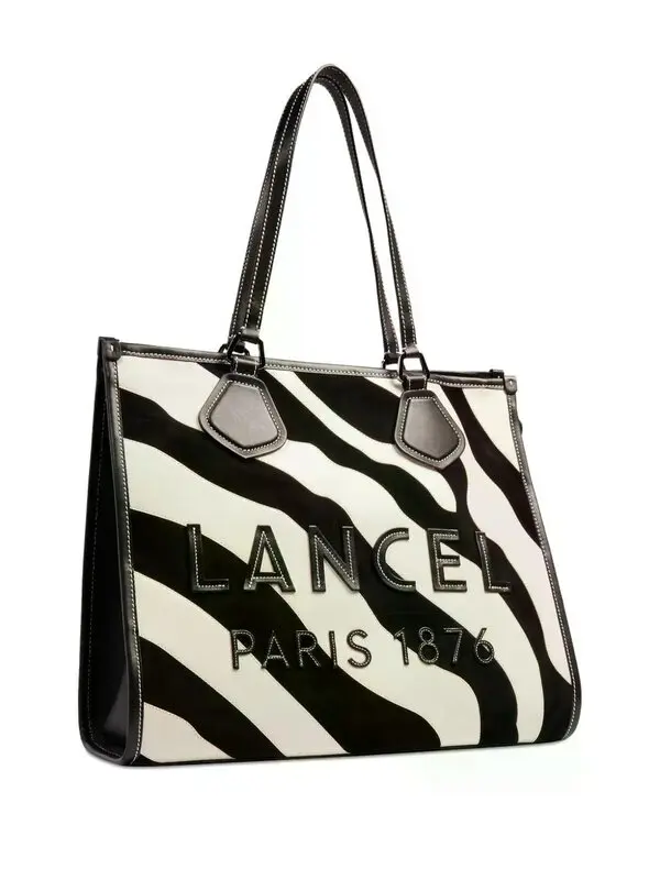 LANCEL Zebra-print Suede Tote Bag - Black