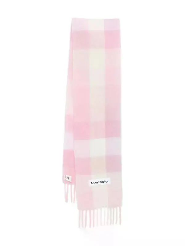 Acne Studios Checked Fringed Scarf - Pink