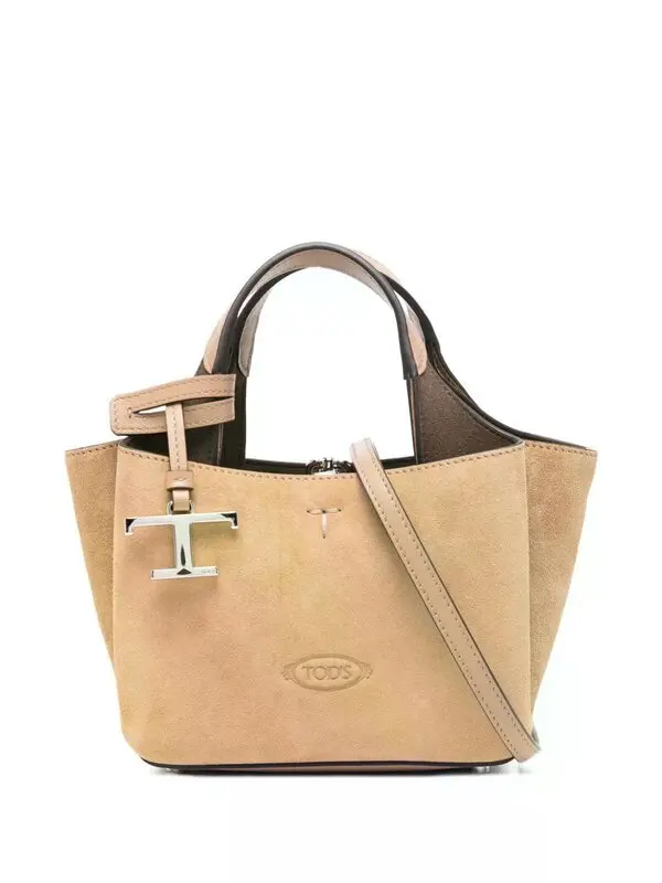 TOD'S Suede Tote Bag With Logo Charm