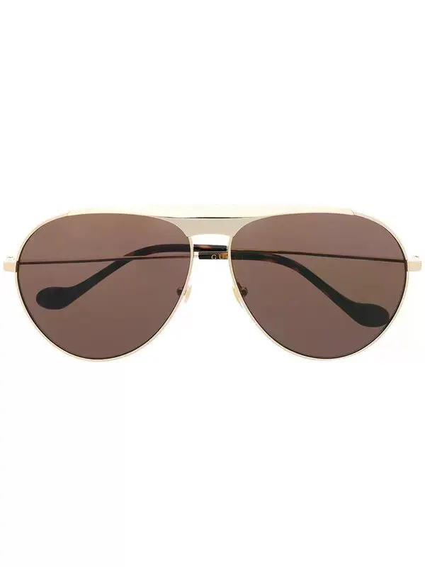 Gucci Logo-bridge Sunglasses - Gold