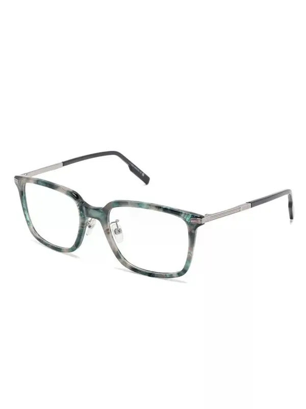 Zegna Tortoiseshell-effect Square Frame Glasses