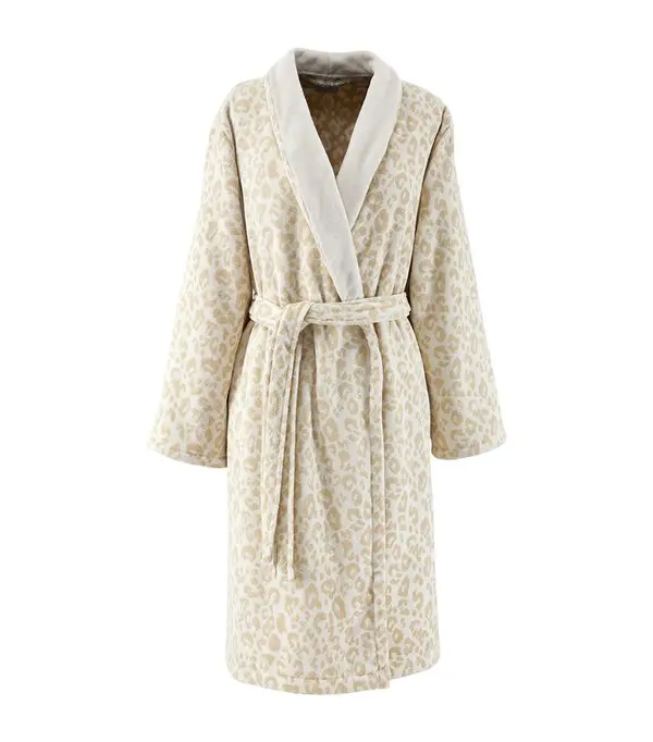 YVES DELORME Leopard Print Robe - Ivory