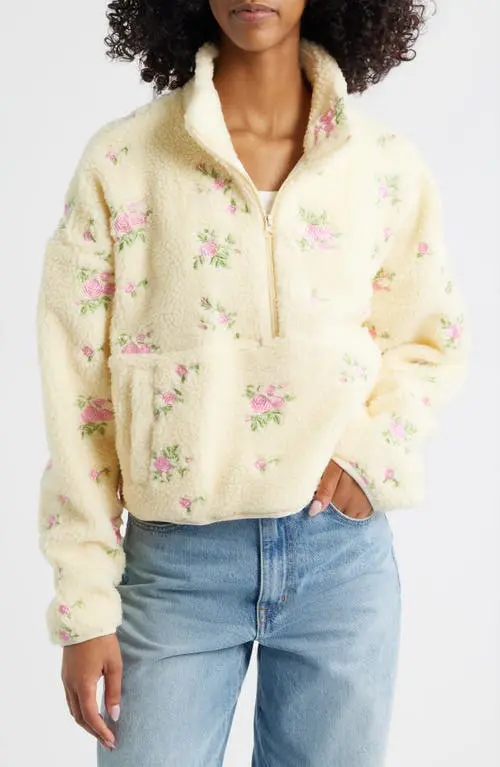 HAPPY CAMP3R Rose Petals Quarter Zip Pullover - Cream