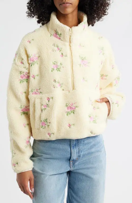 HAPPY CAMP3R Rose Petals Quarter Zip Pullover - Cream
