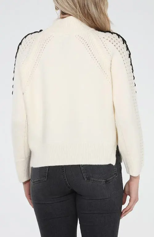 RAIN AND ROSE Whipstitch Mock Neck Sweater