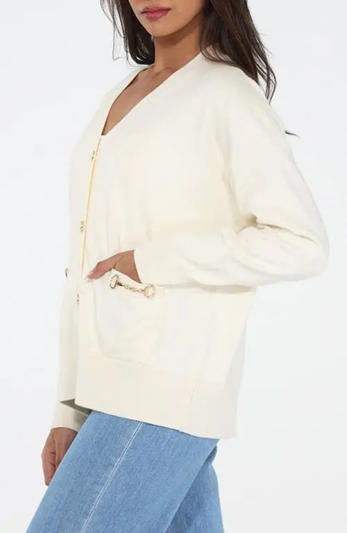 RAIN AND ROSE V-neck Button Cardigan - Ivory