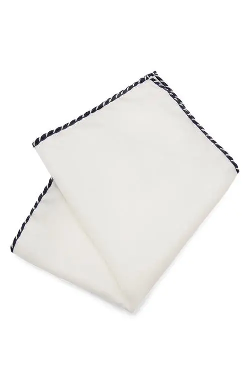 Mango Silk Pocket Square - White/black