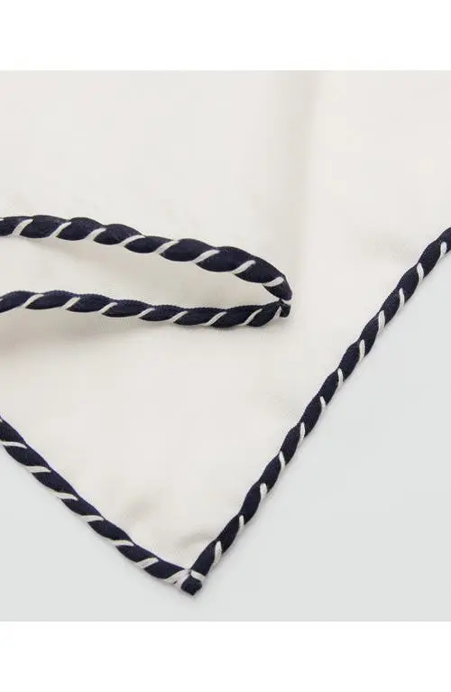Mango Silk Pocket Square - White/black
