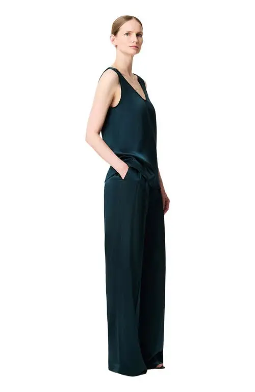 Another Tomorrow Sleeveless Tank Blouse - Juniper