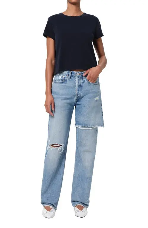 AGOLDE Amryn Double Layer Ripped Straight Leg Jeans