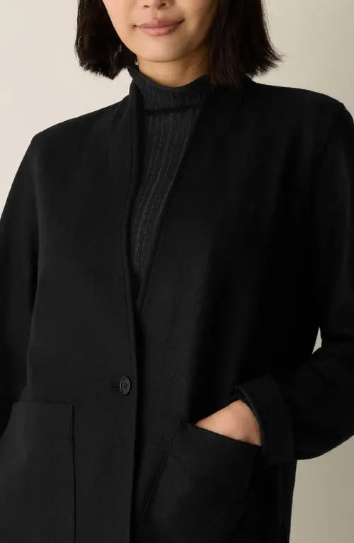 Eileen Fisher High Collar Wool Jersey Jacket