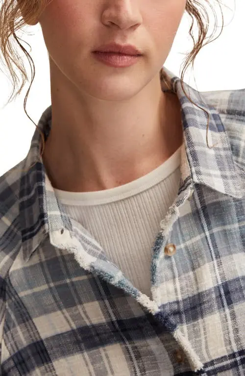 Lucky Brand Plaid Button-up Tunic Shirt