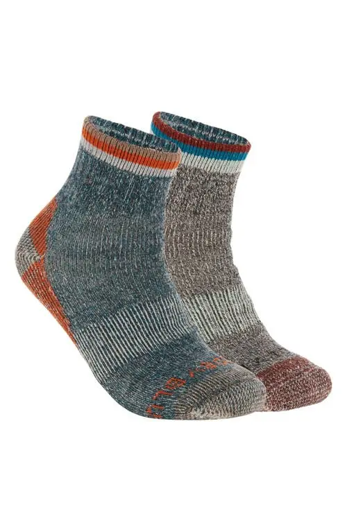 United By Blue Assorted 2-pack Wool & Cotton Blend Quarter Socks - Black/teal