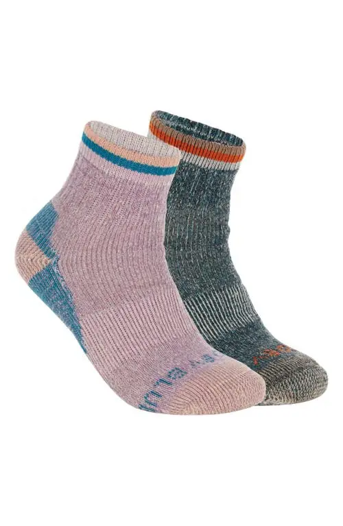 United By Blue Assorted 2-pack Wool & Cotton Blend Quarter Socks - Pink/teal