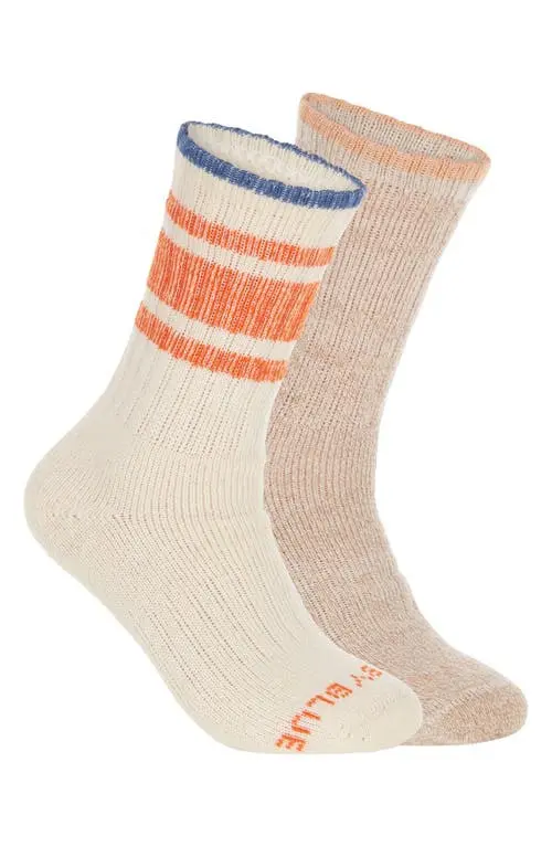 United By Blue Striped Wool Blend Crew Socks 2-pack - Off White/camel