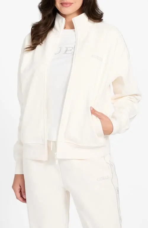 Guess Octavia High Neck Full Zip Sweatshirt - White