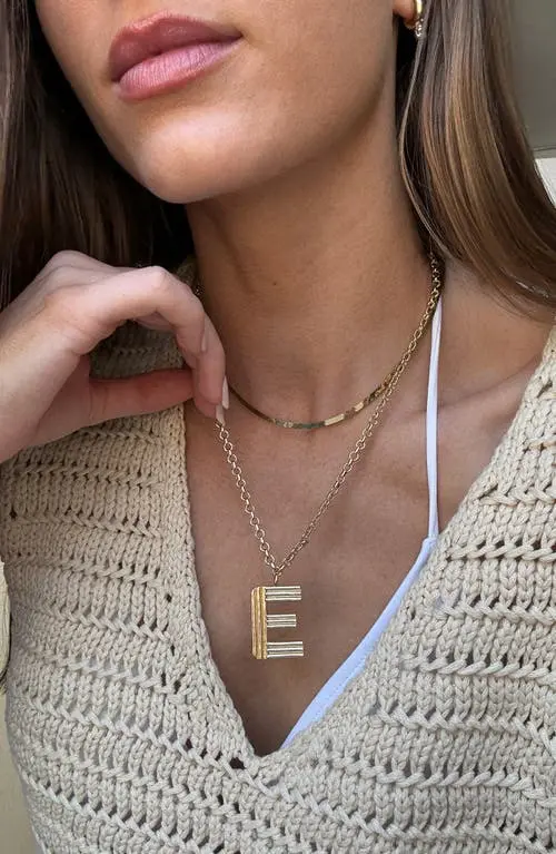 Baublebar Oversized Etched Letter Initial Pendant Necklace - Gold E