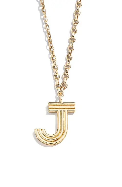 Baublebar Oversized Etched Letter Initial Pendant Necklace - Gold J