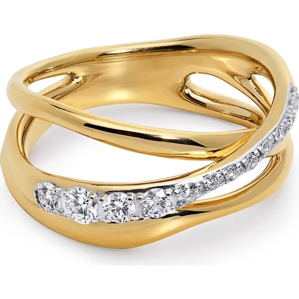 Monica Vinader Nura Lab-created Diamond Crossover Ring - 18k Gold Vermeil/diamond