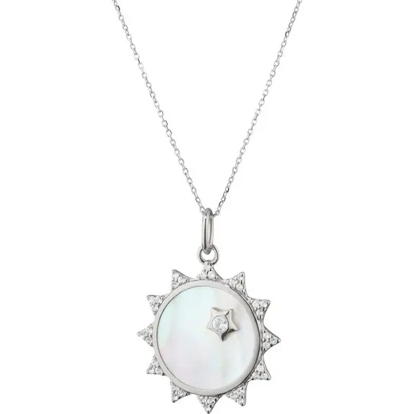 Monica Rich Kosann Mother-of-pearl And White Sapphire Sun Pendant Necklace - Silver