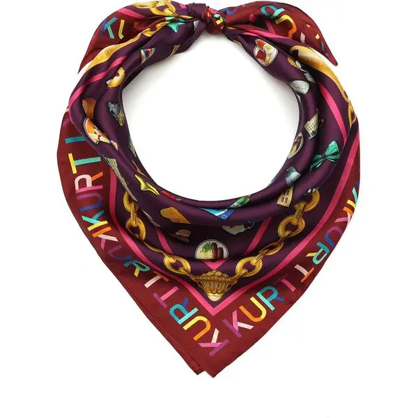 Kurt Geiger London Icons Print Silk Square Scarf - Classic Rainbow