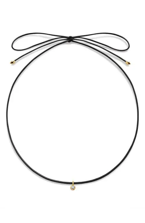 Monica Vinader Diamond Pendant Cord Necklace - 18ct Gold Vermeil/lab Dia