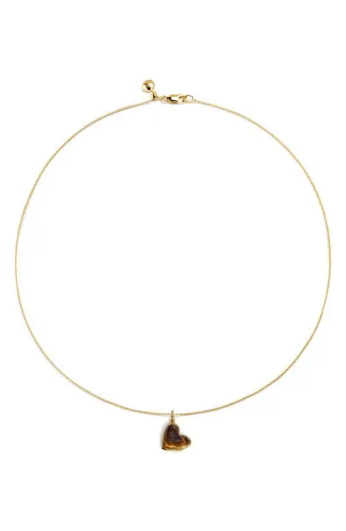 Monica Vinader Tiger's Eye Heart Pendant Necklace - 18ct Gold Vermeil/tigers Eye