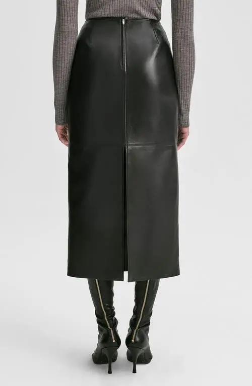 A.L.C. Marta Leather Midi Skirt - Black