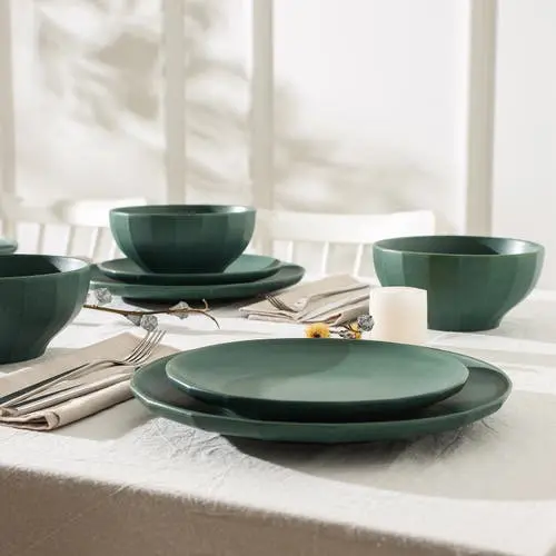 STONE + LAIN Rio Stoneware 4-piece Dinner Plate Set - Green