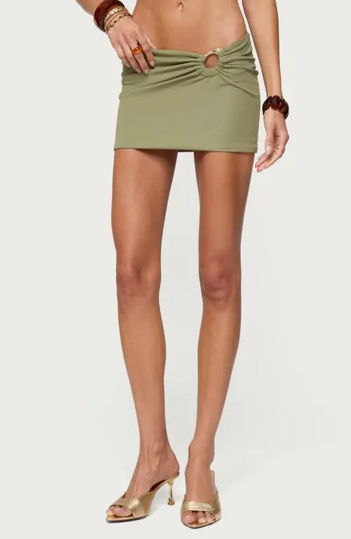 EDIKTED Metal Ring Embellished Miniskirt - Olive