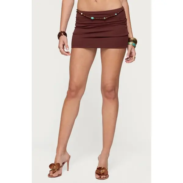 EDIKTED Beaded Belt Mini Skirt